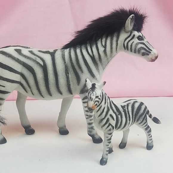 Vintage | Holiday | Vintage Flocked Hard Plastic Zebra With Fawn | Poshmark